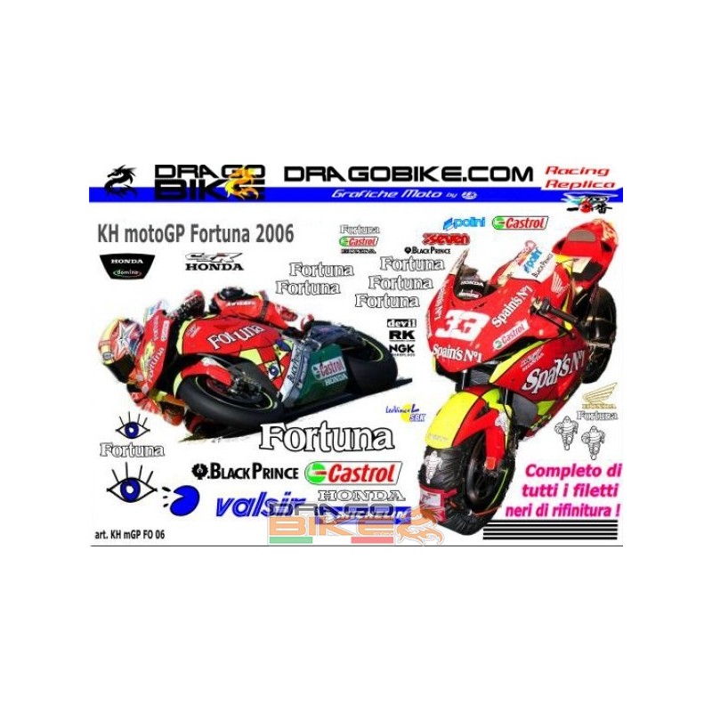 Stickers Kit Race replica Honda Fortuna MotoGP 2006